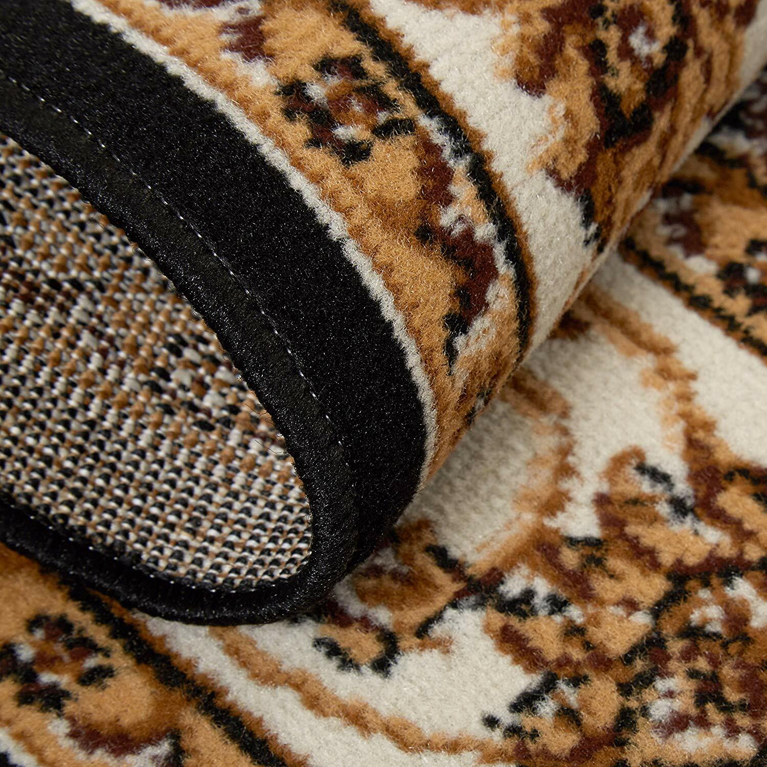 Black 3 pc Area Rug Set Border Accent Mat Room Carpet Runner Scatter 5 ...