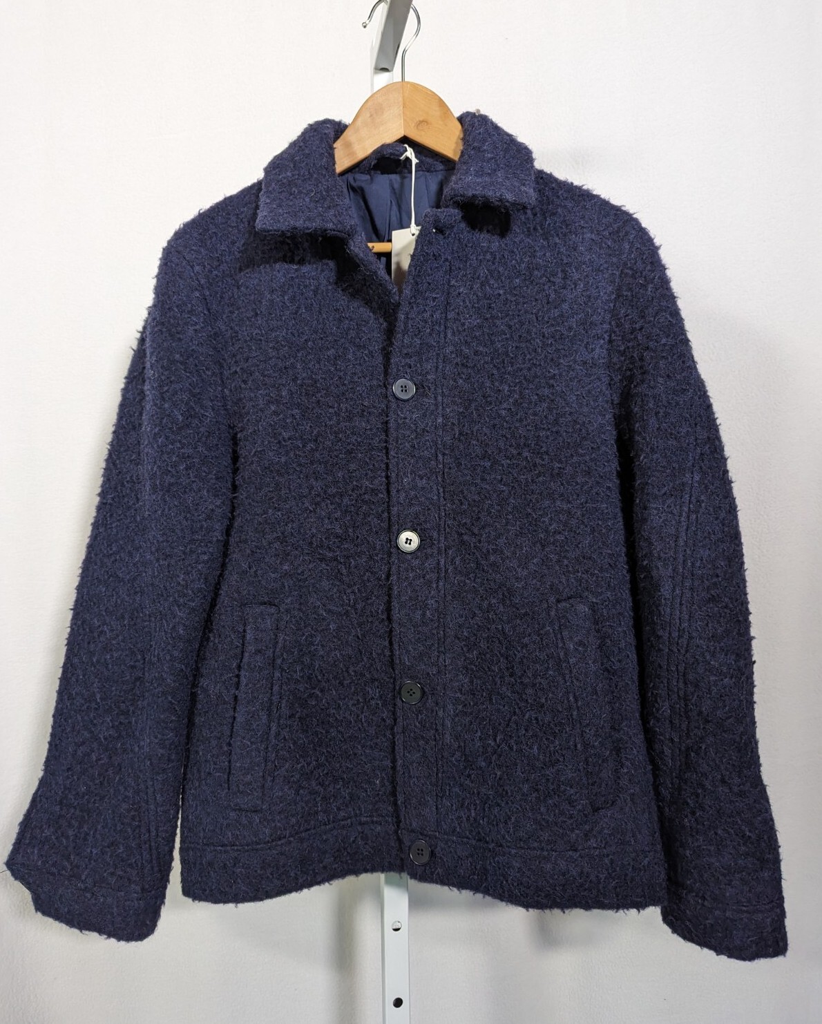 Cos Connection Of Style Boiled Wool Shag Blue Jacket Shirt Small NWT ...