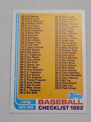 1982 Topps Checklist 394 - Unchecked | eBay