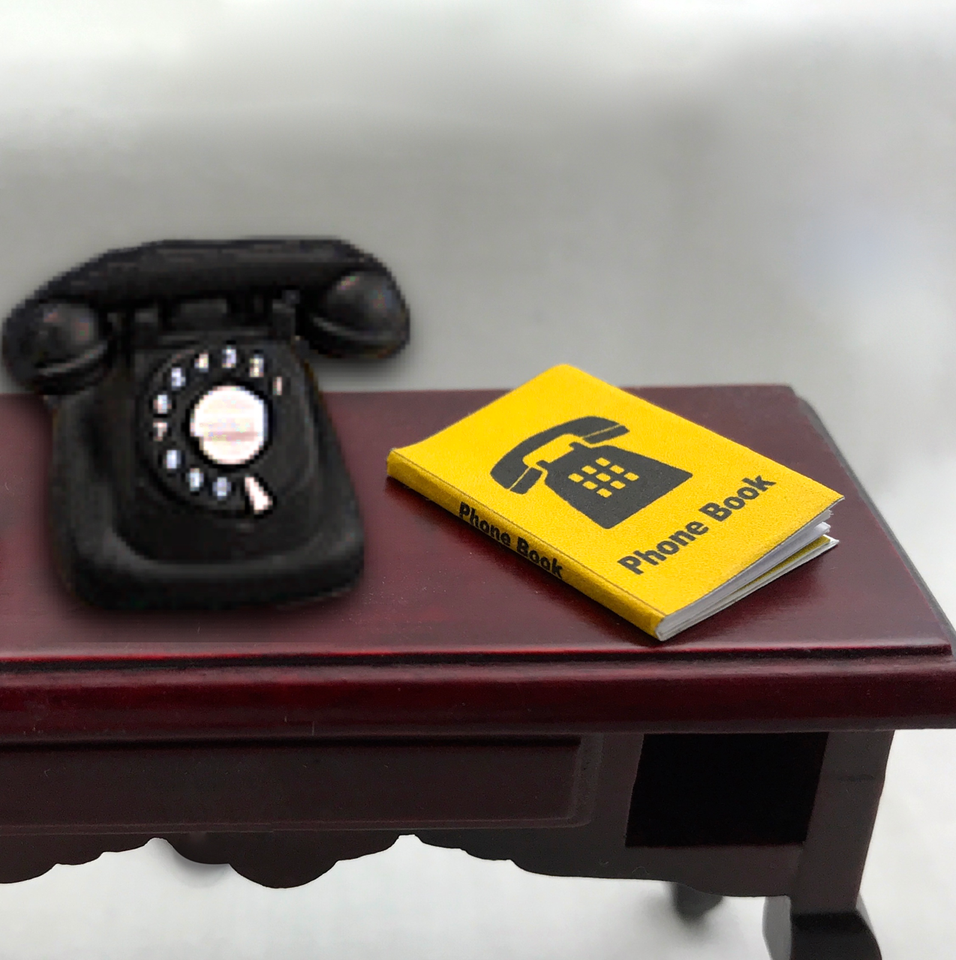 PHONE BOOK 1:12 Scale Dollhouse Miniature Book 1" Scale Telephone ...