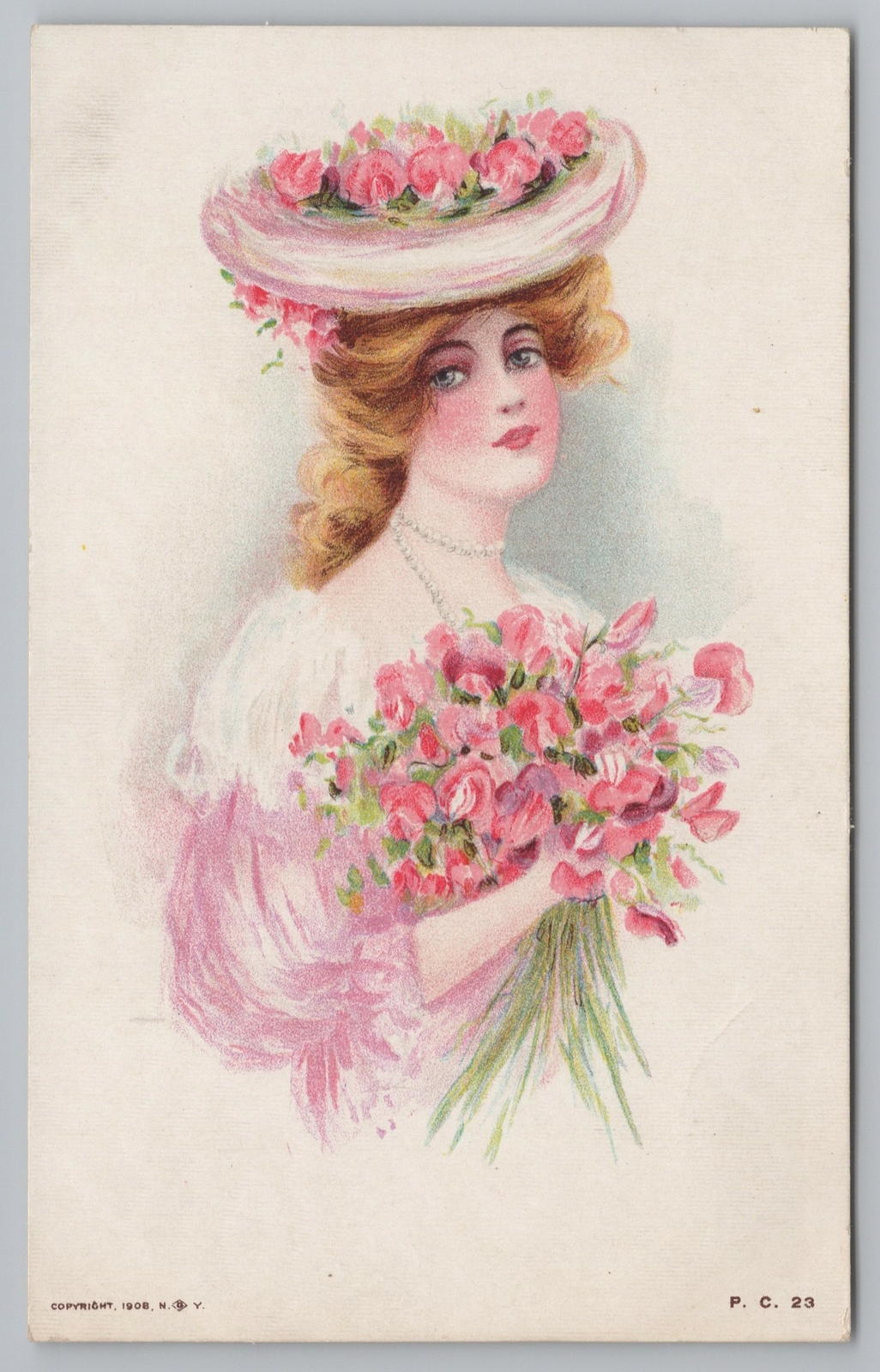 Maud Humphrey Bogart~Lovely Lady~Flat Flower Hat~Lady Slippers~Grey ...