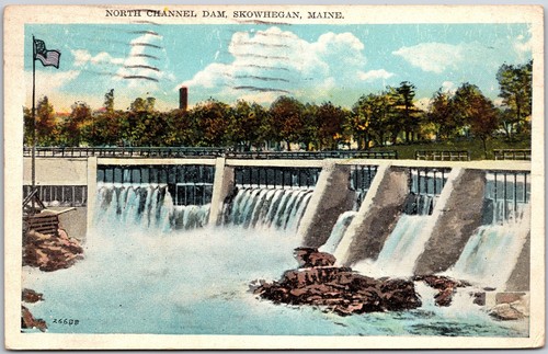 Skowhegan Maine ME, 1929 North Channel Water Dam, Nature Scene, Vintage ...
