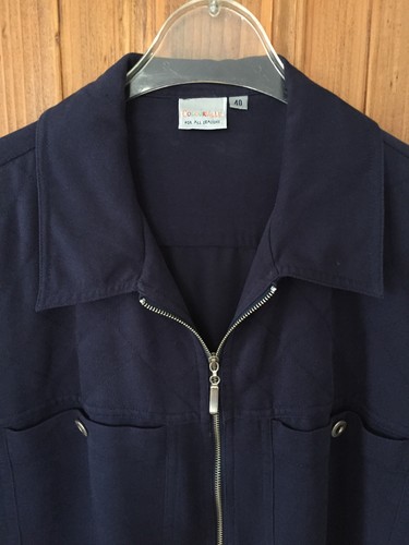 Bluse, Hemdbluse, dunkelblau, Gr. 40 - 42, durchgehender Reißverschluss ...