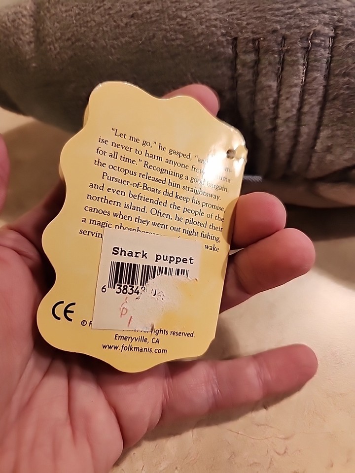 Folkmanis Shark Hand Puppet Fish Ocean Realistic Full Body Plush w/ Tag ...