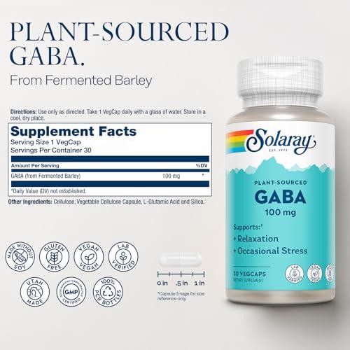 SOLARAY Plant-Sourced GABA 100 mg - Relaxation, Occasional Stress and ...