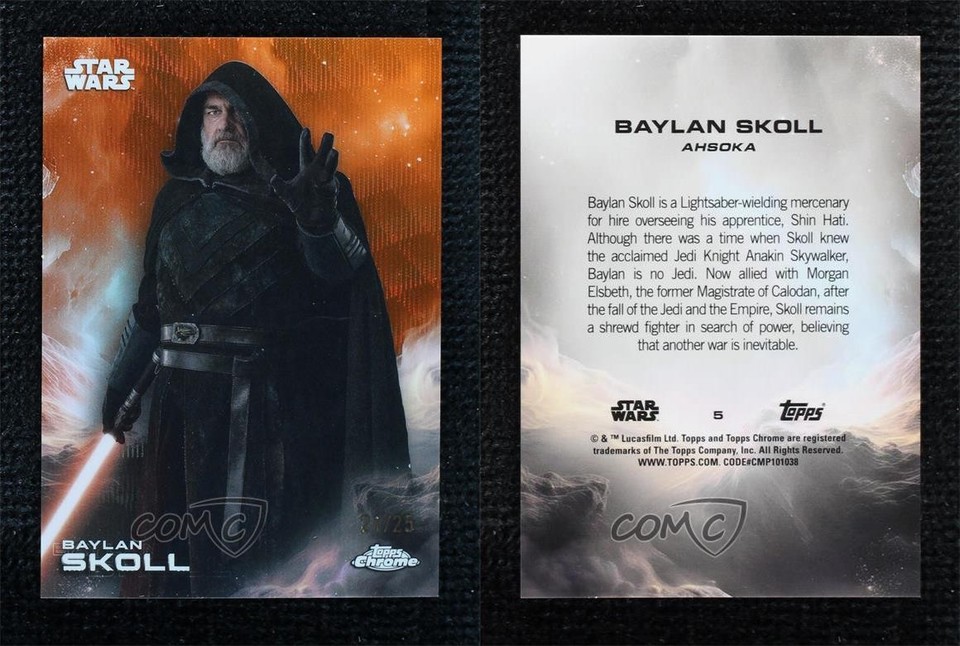 2025 Topps Chrome Star Wars Rebel Orange Wave Refractor 21/25 Baylan Skoll #5 | eBay