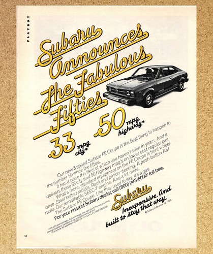 Subaru FE Coupe The Fabulous Fifties Car - Magazine Print Ads Poster ...