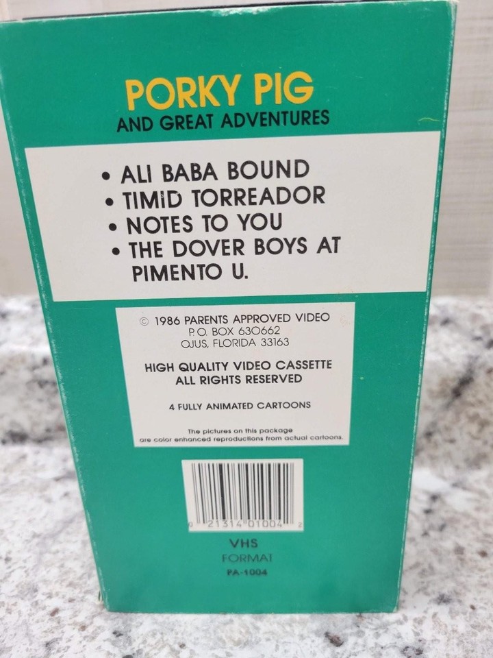 Porky Pig VHS 1986 Animation Kids Parents Approved Video PA-1004 | eBay