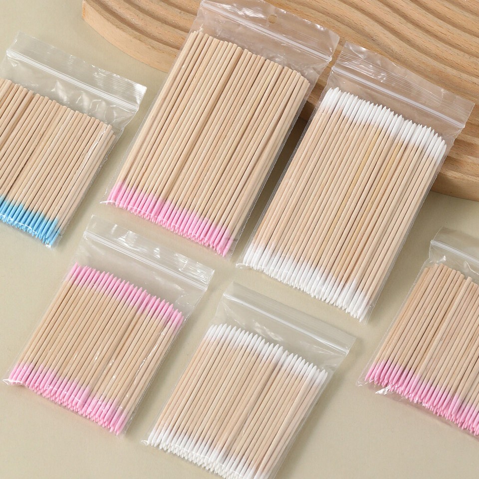 100-500x Wooden Cotton Swabs, Nail Art Clean Sticks, Manicure Corrector ...