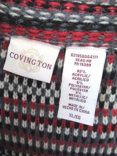 Covington Knit Cardigan Red Gray Black White Stripes Pockets Women's ...