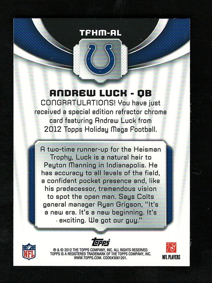 Andrew Luck 2012 Topps Rookie Refractors #TFHMAL Football Card | eBay
