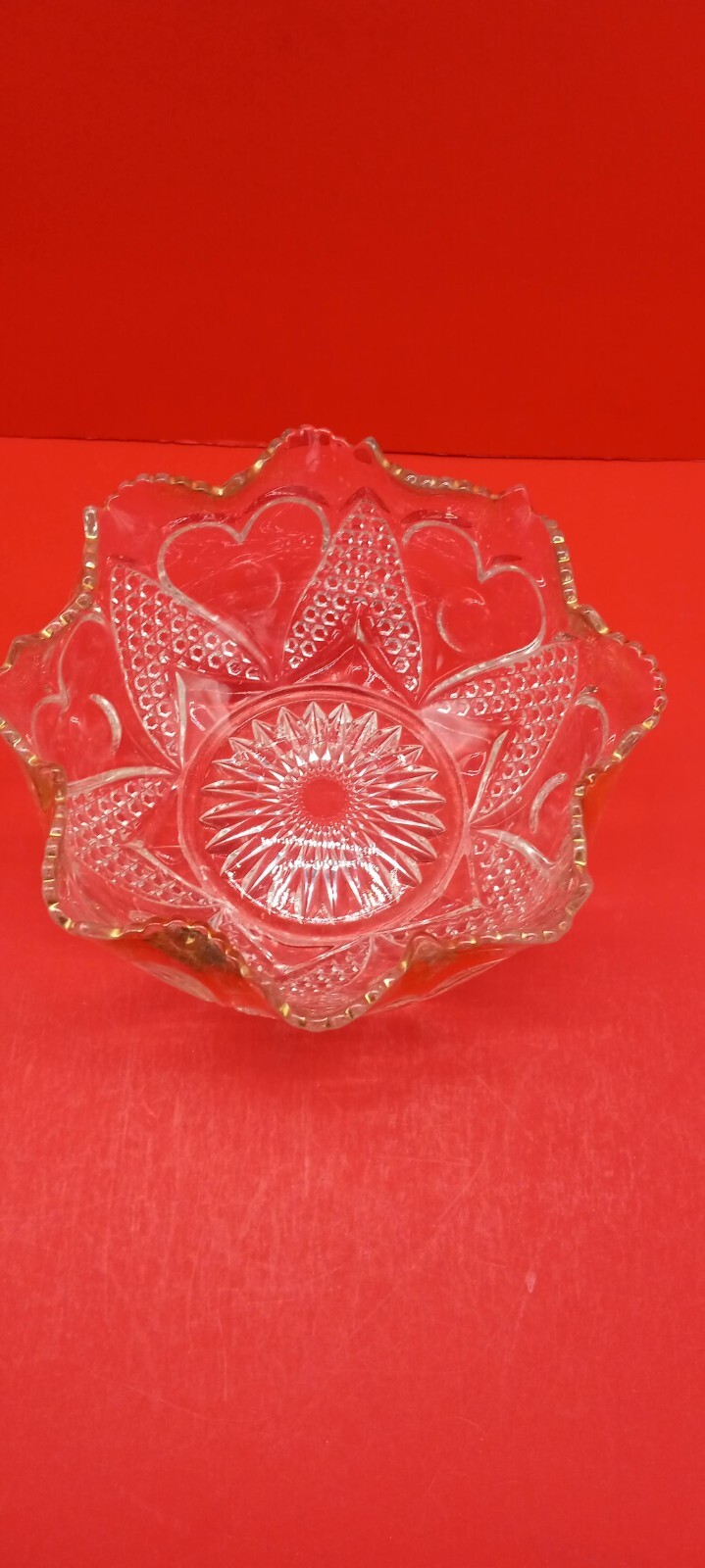 Heart with Thumbprint Glass Bowl Gold Trim Tarentum Hartford 1899 EAPG Antique | eBay