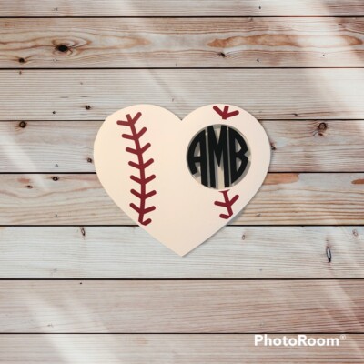 Custom Vinyl Decal ~ Softball Heart Monogram ~ Red, White And Black | eBay