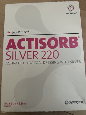 Systagenix Actisorb Silver 220 Box of 10 - 6.5cm x 9.5cm - Dressing ...