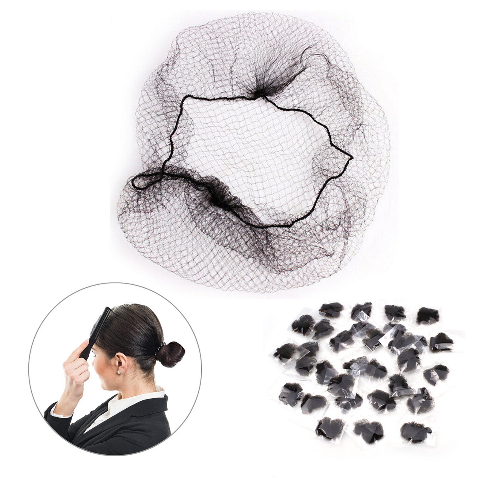 30Pcs Fine Mesh Invisible Hair Nets Bun Cover Wig Net Hair Styling Tool ...