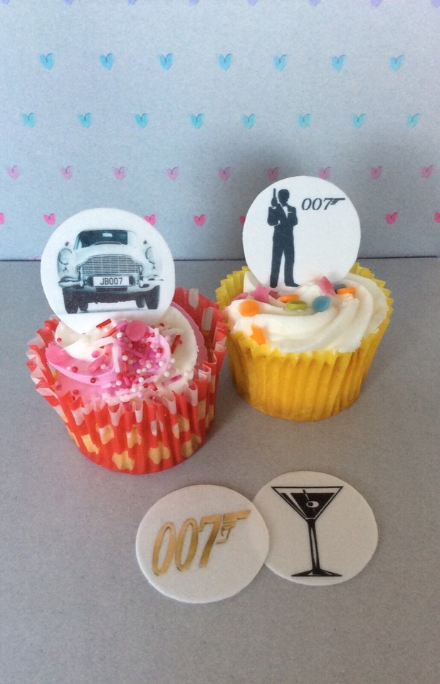 24 James Bond 007 Movie Film Cupcake fairy Cake Toppers Edible Rice ...