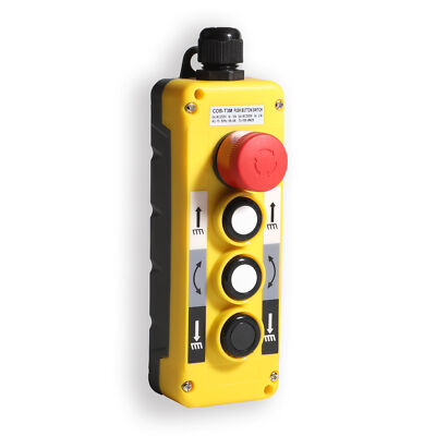 3 Buttons Emergency Stop Hoist Crane Pendant Control Station Push ...