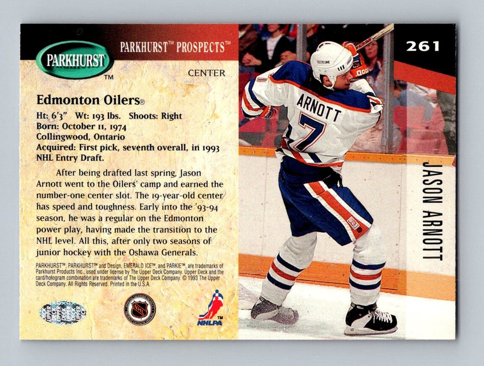 1993-94 Parkhurst - #261 Jason Arnott (RC) | eBay