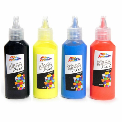 4x Glass Paint Set Painting Kit Black Outliner Transparent Opaque ...