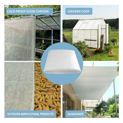 4X8(2Pack) Semi Clear White Tarp Waterproof Green House Cover with ...