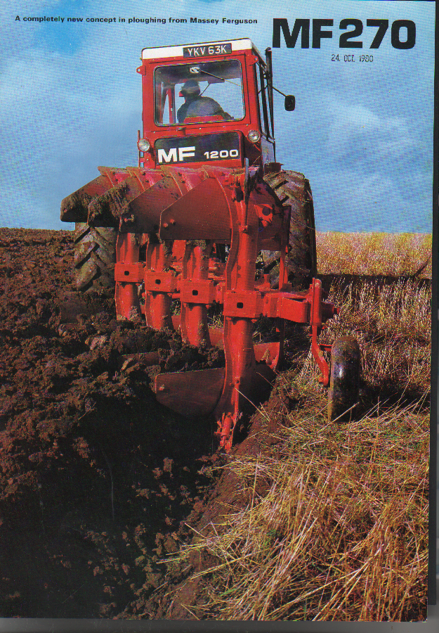1977 Massey Ferguson "MF270" Reversible Tractor Plough Brochure Leaflet ...