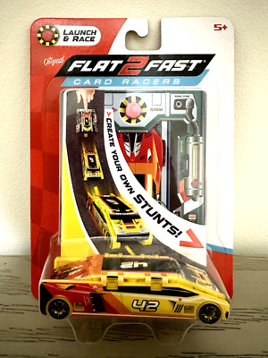 New! Flat 2 Fast Card Racers #42 Yellow Race Car | eBay