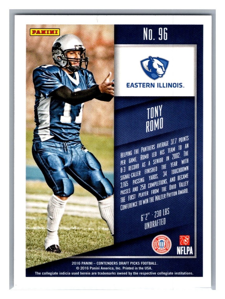 2016 Panini Contenders Draft Picks #96 Tony Romo | eBay