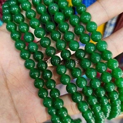 AAA++Natural Green Jade Round Beads, 8mm Smooth Round Beads, Green Jade ...