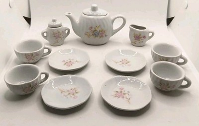 Vintage 13pc Porcelain China Tea Set Toy Floral Design Miniature Play ...