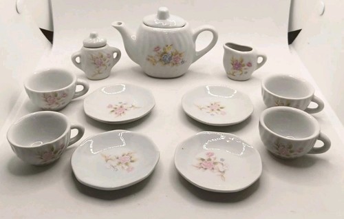 Vintage 13pc Porcelain China Tea Set Toy Floral Design Miniature Play ...
