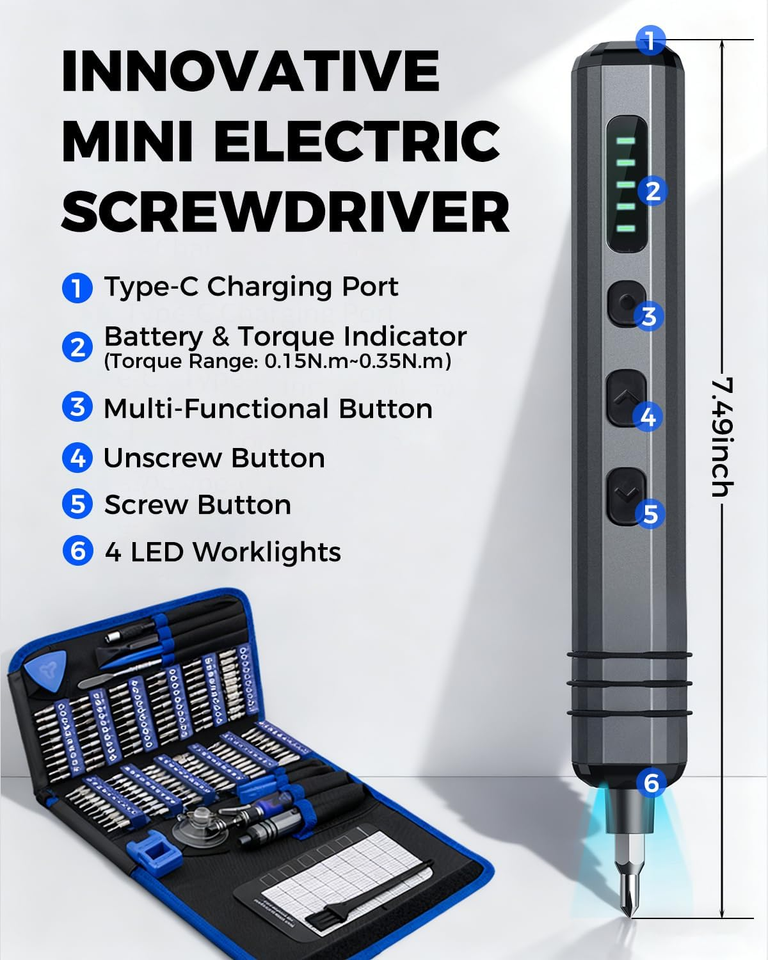 Mini Electric Screwdriver Set 140-IN-1: Small Electric Screwdriver ...