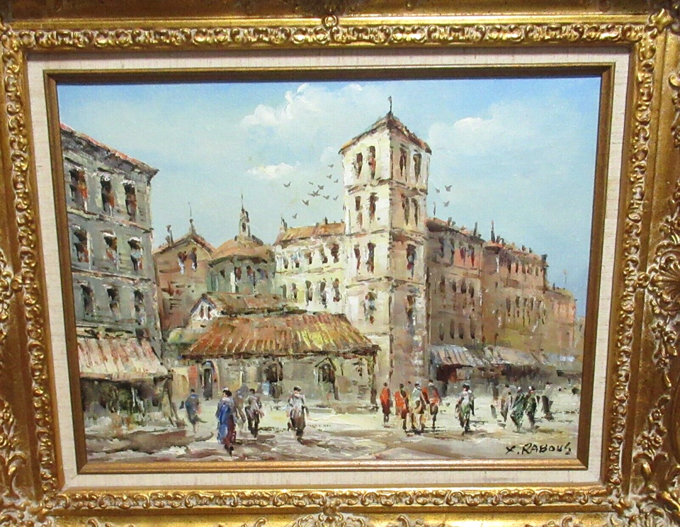 XAVIER RABOUS PARIS STREET SCENE ORIGINAL OIL ON CANVAS LANDSCAPE ...