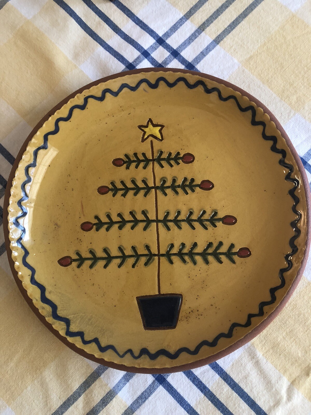 RedWare Christmas Plate, 9”,Very Heavy, Blue Border, from Shop In ...