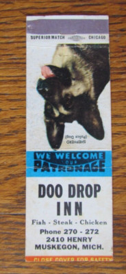LOW PHONE # 270 MATCHBOOK COVER: DOO DROP INN MUSKEGON, MICHIGAN ...