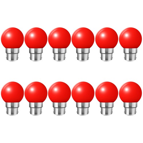 12 Pcs B22 Bayonet Red Glow LED Bulb PC Shell 2W G45 Lighting Bulbs for ...
