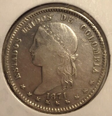 1871 Colombia Peso Large Silver Coin-- Low mintage scarce coin! | eBay