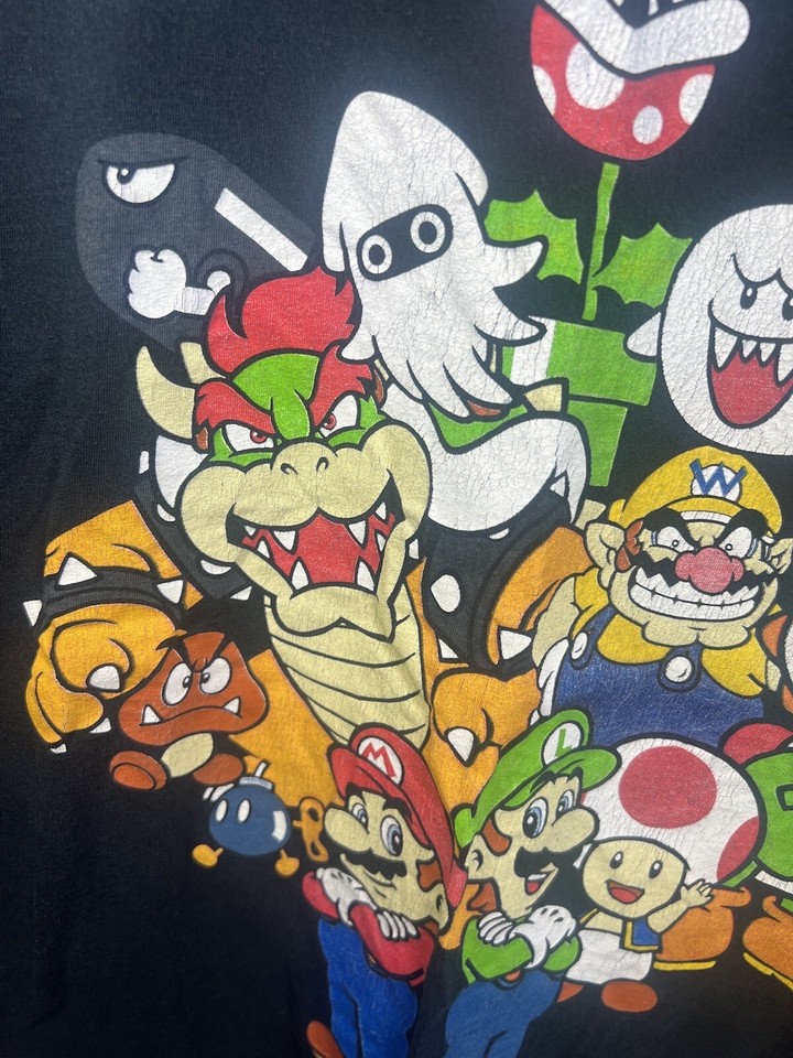 Retro Super Mario Brothers Black colored T-Shirt Size Medium Super ...
