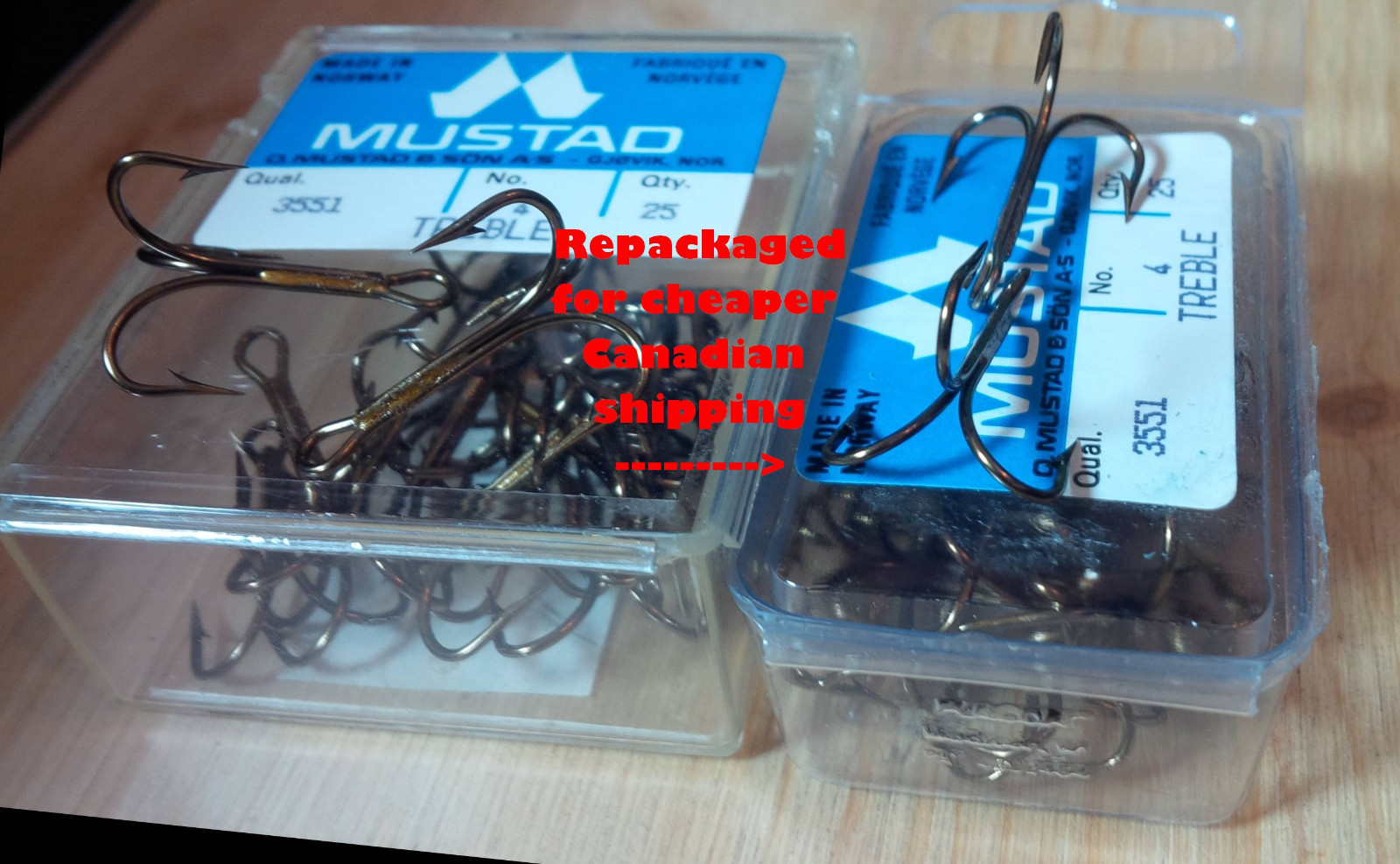 Mustad 3551 and 3553 Classic Treble Hooks, 25 packs, Various Sizes ...