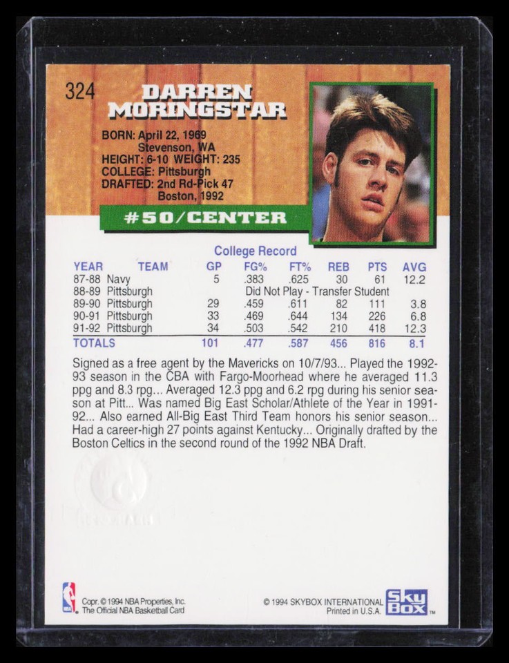 1993-94 NBA Hoops Darren Morningstar #324 Fifth Anniversary Gold | eBay
