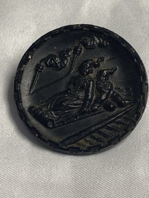Rare Pictorial Victorian Deknatel Black Glass Button Tobogganing ...