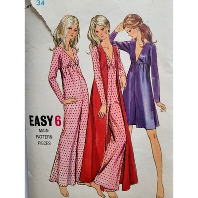Butterick 5970 70s Easy Sewing Pattern Empire Waist Jumpsuit & Dress ...