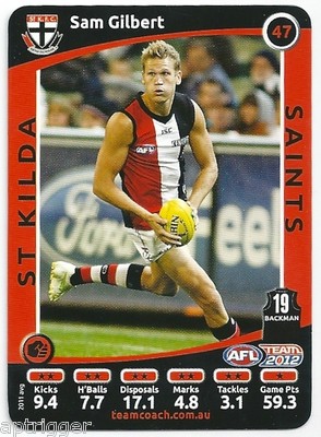 2012 Teamcoach (47) Sam GILBERT St. Kilda | eBay