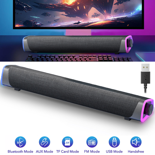 Wired/Bluetooth Sound Bar Computer Stereo Speakers USB For PC Desktop ...