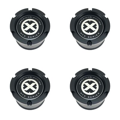 4 ATX Series Black Center Caps for 5/6L AX199 Mojave II AR923 Mod 12 ...