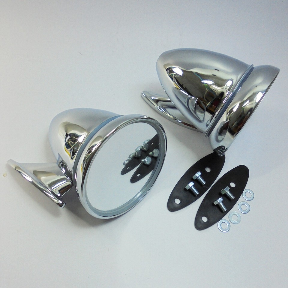 Classic Car Talbot Chrome Bullet Side Mirrors Fender Door Mount Pair ...
