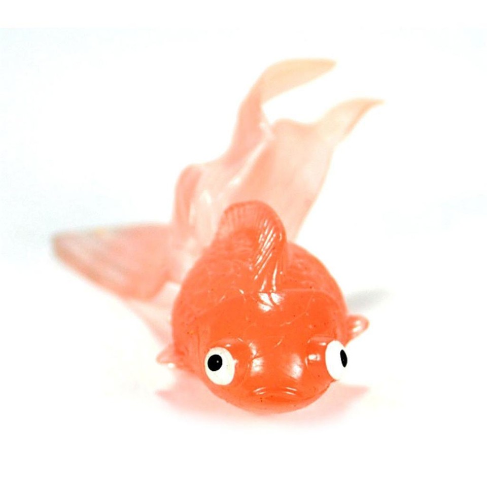 LOT OF 10 PLASTIC GOLDFISH Small Soft Rubber Floating Gold Fish Toy ...