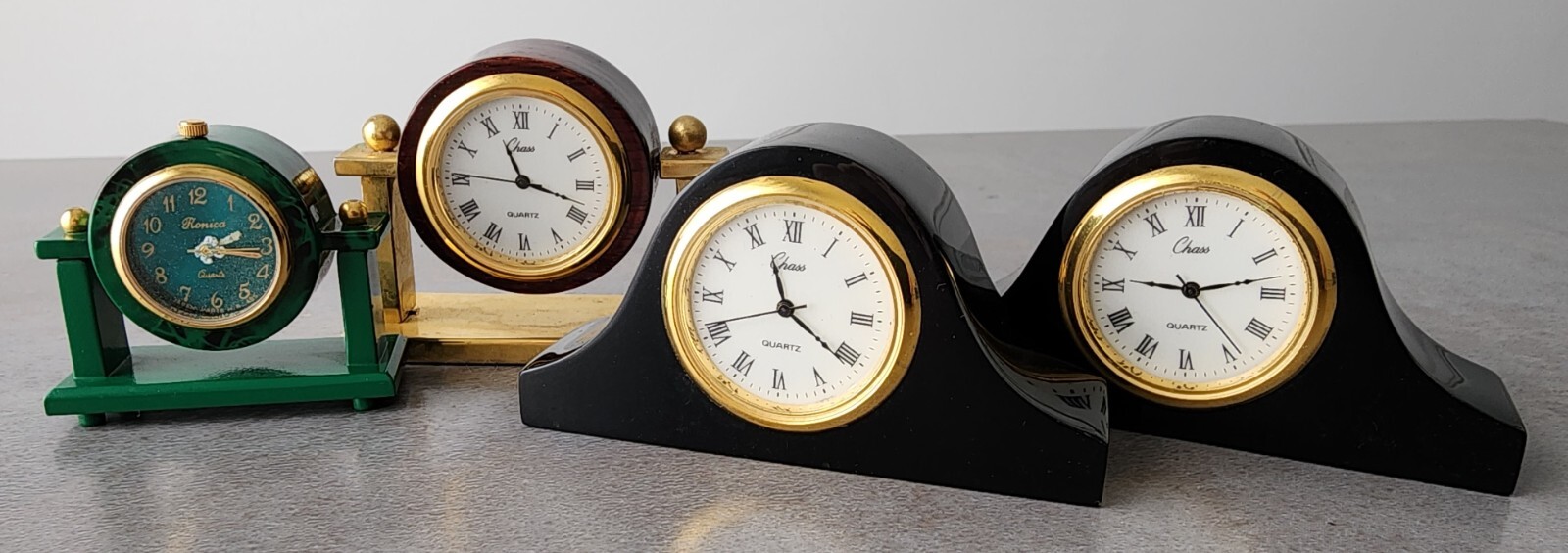 Lot of Four MINI CLOCKS From CHASS and RONICA for parts or repair as/is ...