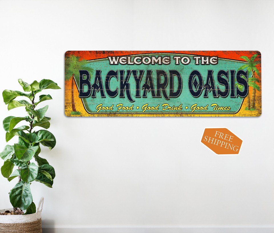 Backyard Oasis Sign Swimming Pool Decor Poolside Paradise Barbecue ...