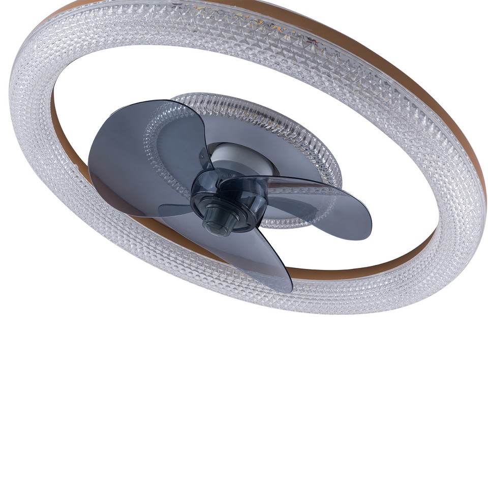 Modern Crystal Ceiling Fan Light 3-Color Bedroom Fan Chandelier LED ...