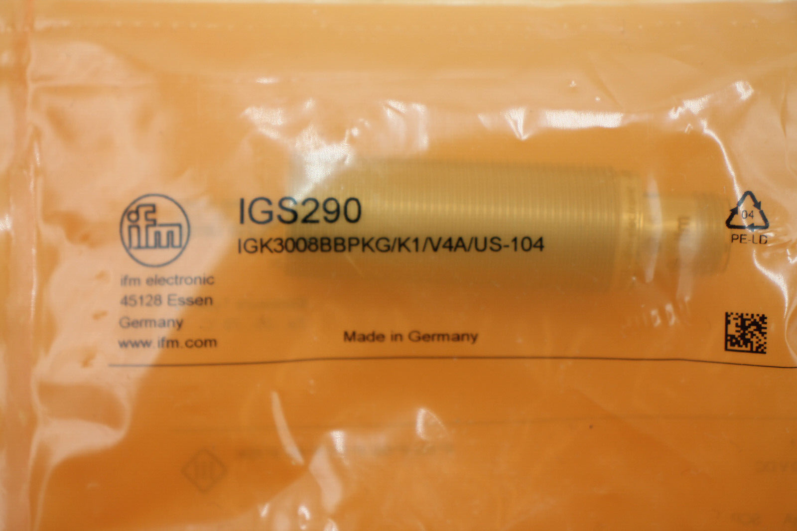 Inductive Sensor IFM Electronic IGS290 - IGK3008BBPKG/K1/V4A/US-104 ...